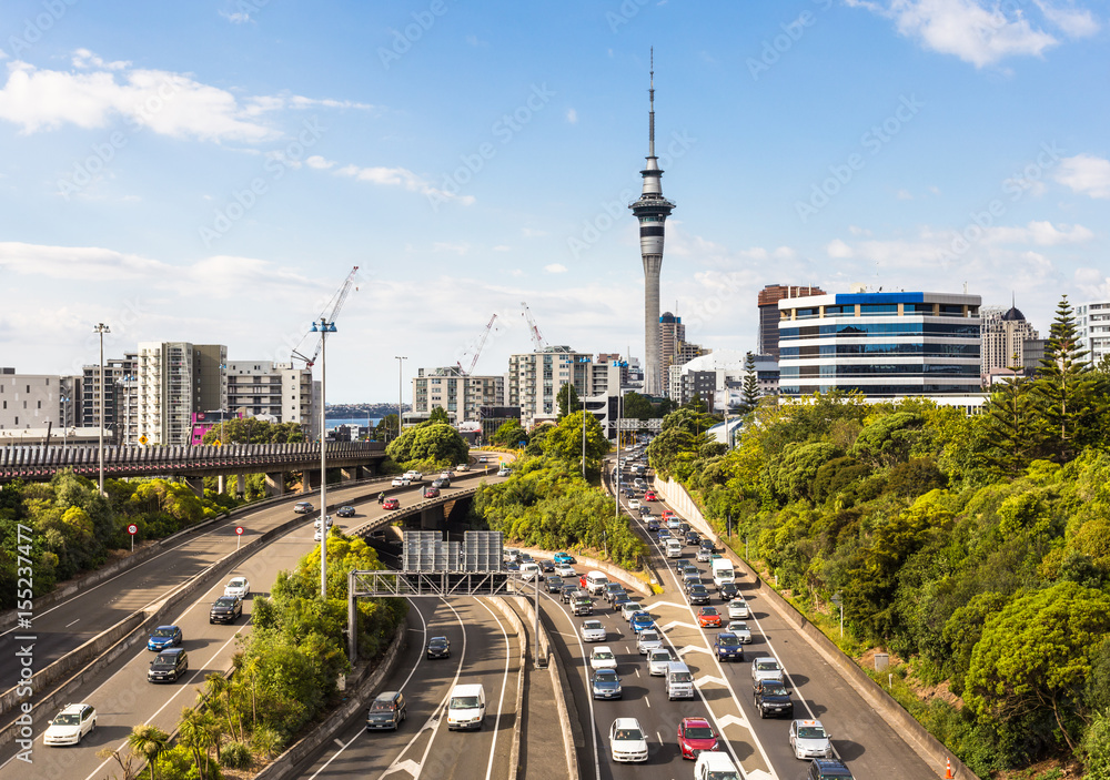 Highways traffic in Auckland in New Zealand Stock Photo | Adobe Stock