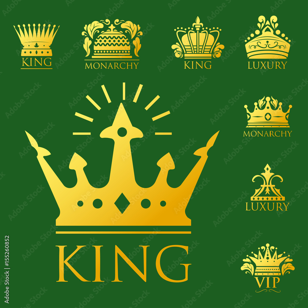 Crown king vintage premium golden badge heraldic ornament luxury ...