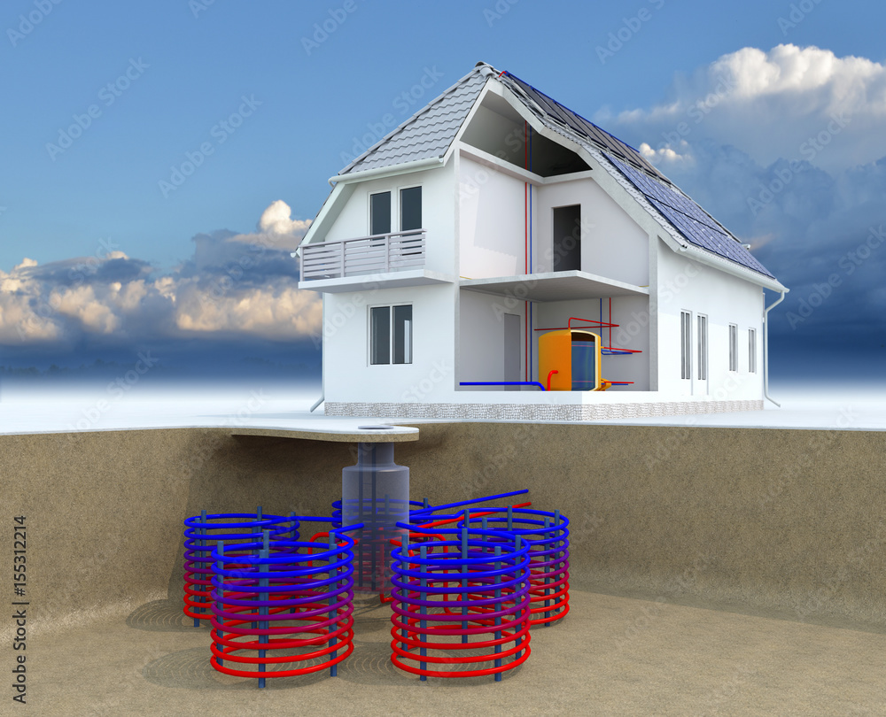 Geothermal Powered House With Solar Panels, Geothermal Heating ...