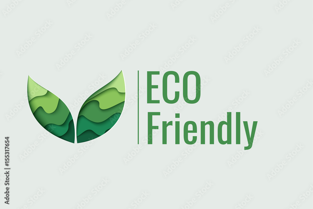 Eco Friendly background. Vector 3d paper cut eco friendly concept ...