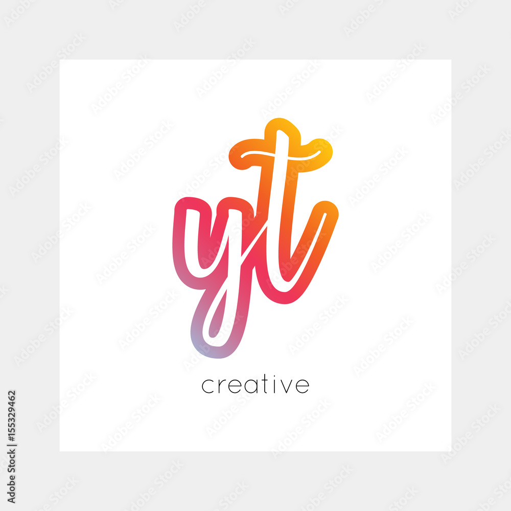 YT logo, vector. Useful as branding, app icon, alphabet combination ...