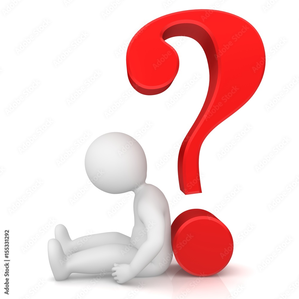 question mark interrogation point punctuation sign red 3d with sad ...