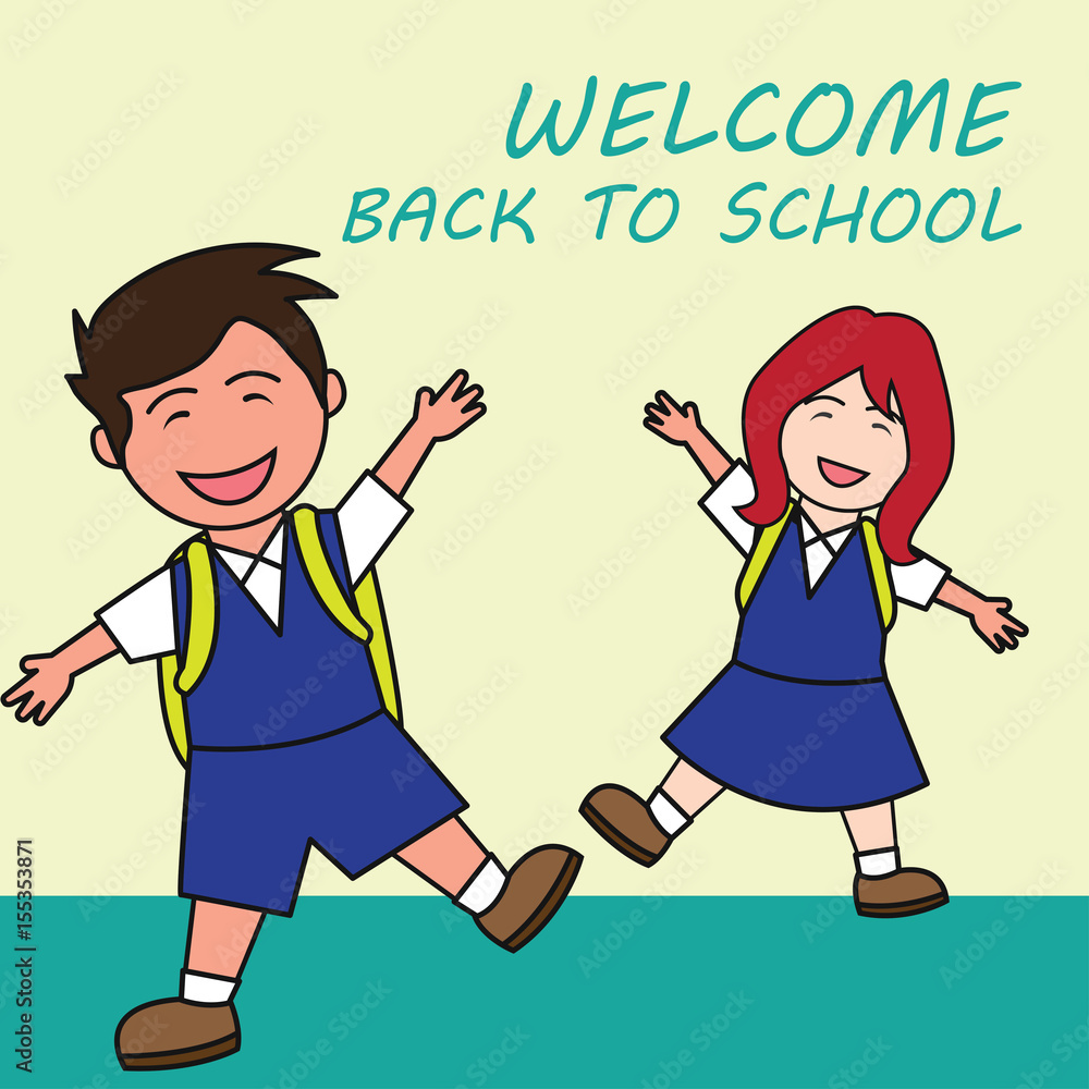 welcome back to school cartoon concept. vector illustration Stock ...