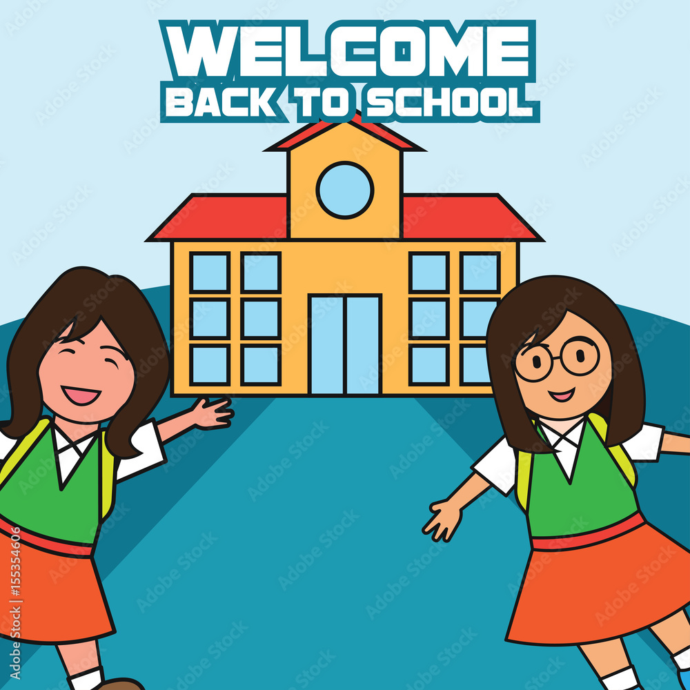 welcome back to school cartoon concept. vector illustration Stock ...