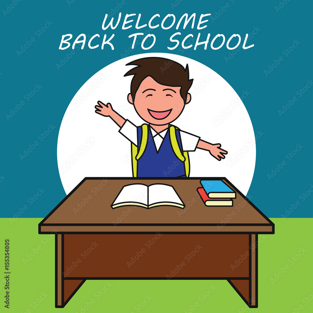 welcome back to school cartoon concept. vector illustration Stock ...