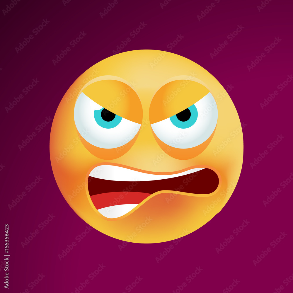 Cute Angry Emoticon on Black Background. Isolated Vector Illustration ...
