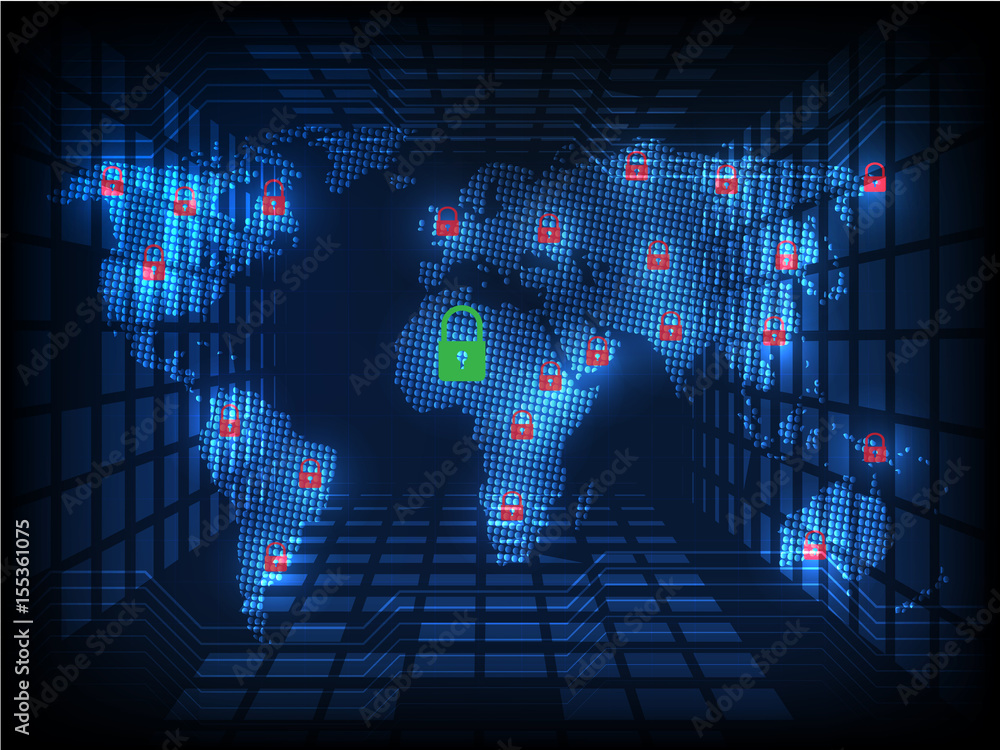 Ransomware alert, technology ,cyber secueity,cybercrime,world map ...