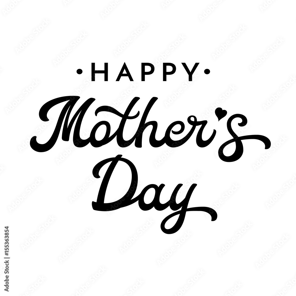 Happy Mothers Day brush lettering. Black letters isolated on white ...
