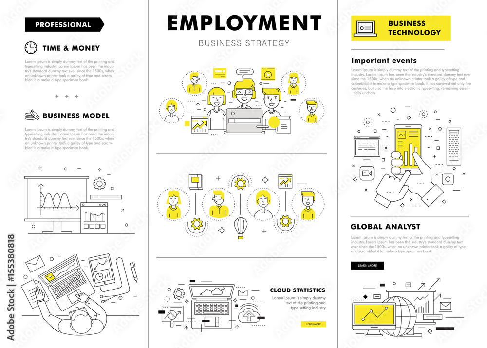 Business employment big Modern set layouts. Thin icons of manage. Team ...
