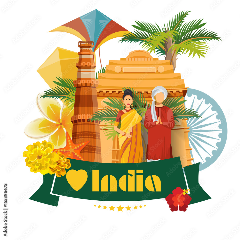 Vecteur Stock India. Goa. Vector illustration. Indian colorful template ...