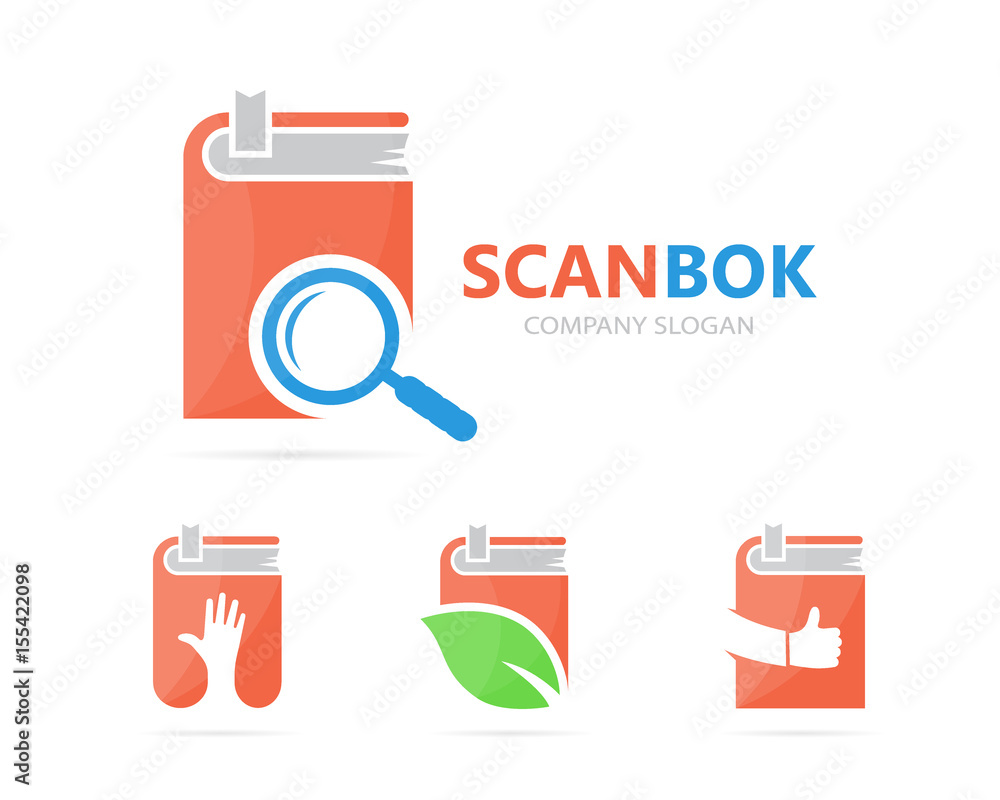 Vector of book and loupe logo combination. Library and magnifying glass ...