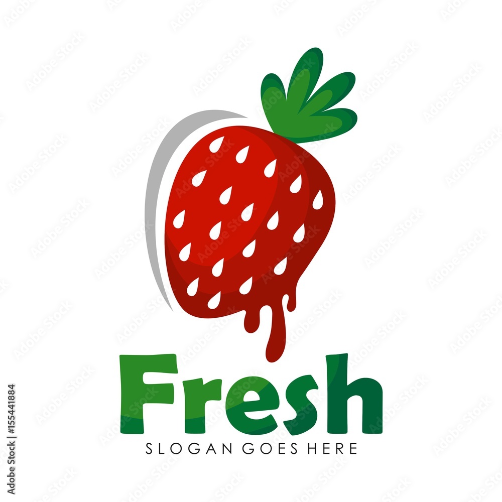 Strawberry logo design vector Stock Vector | Adobe Stock