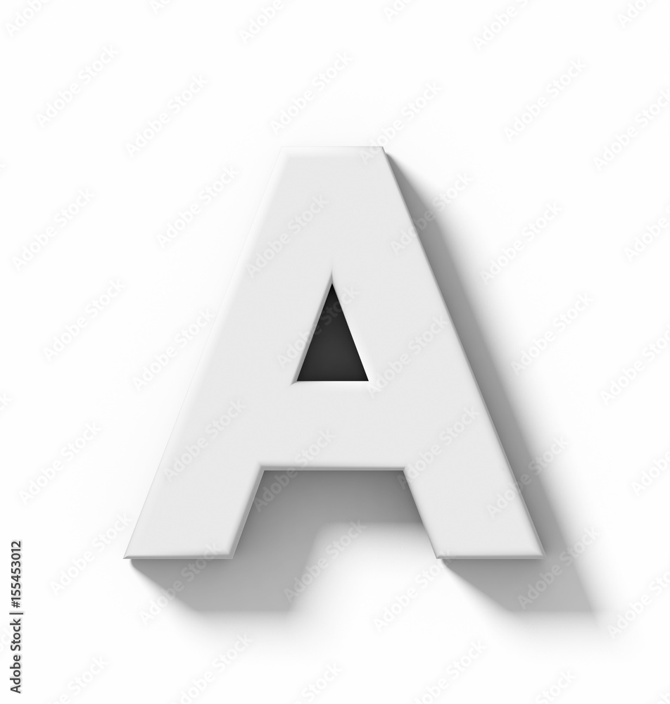 letter A 3D white isolated on white with shadow - orthogonal projection ...