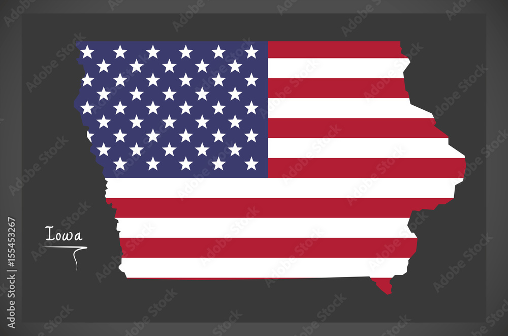 Iowa map with American national flag illustration Stock Vector | Adobe ...