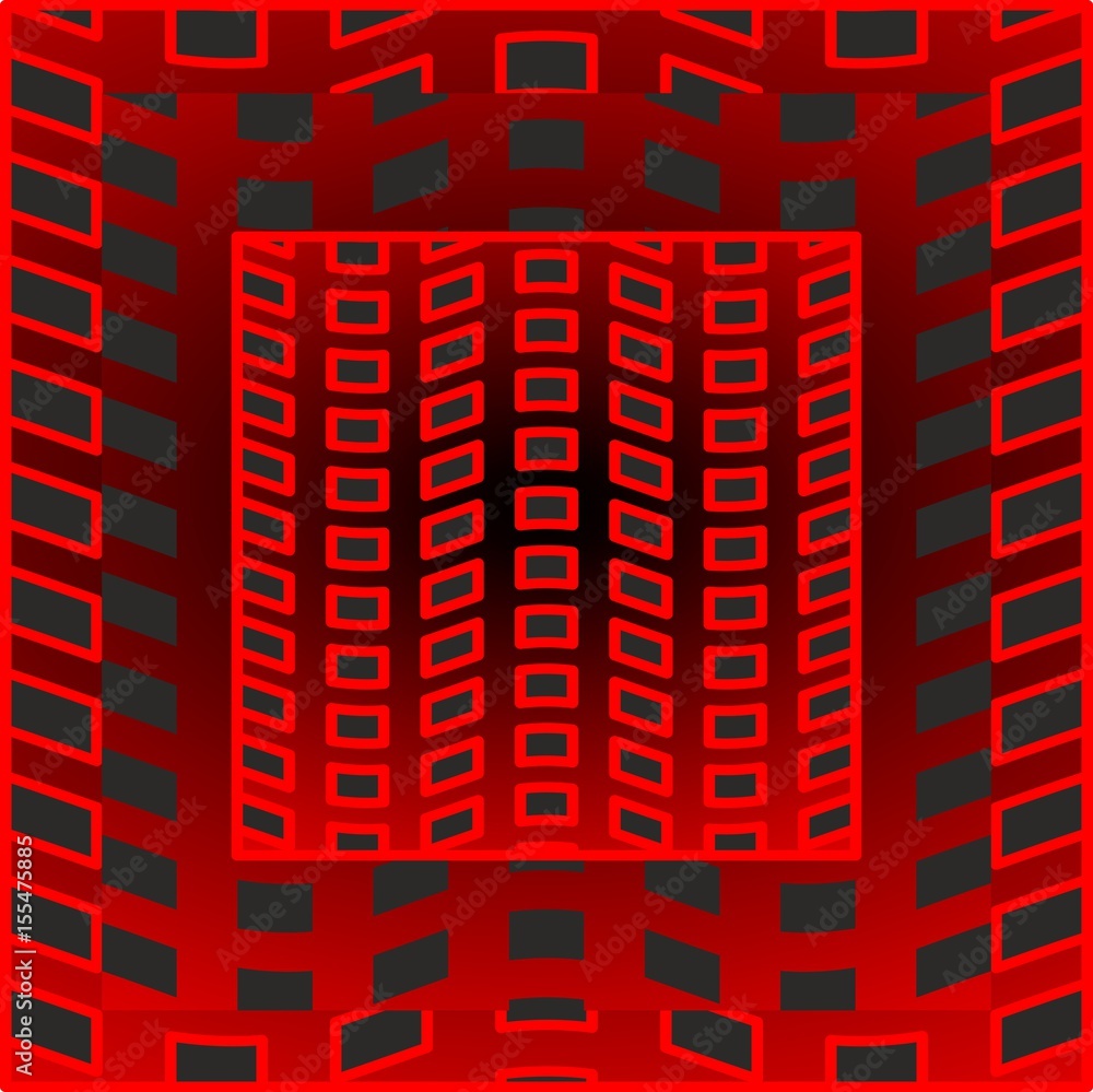 Black and red optical art tile with rectangle patterns, 3d optical ...