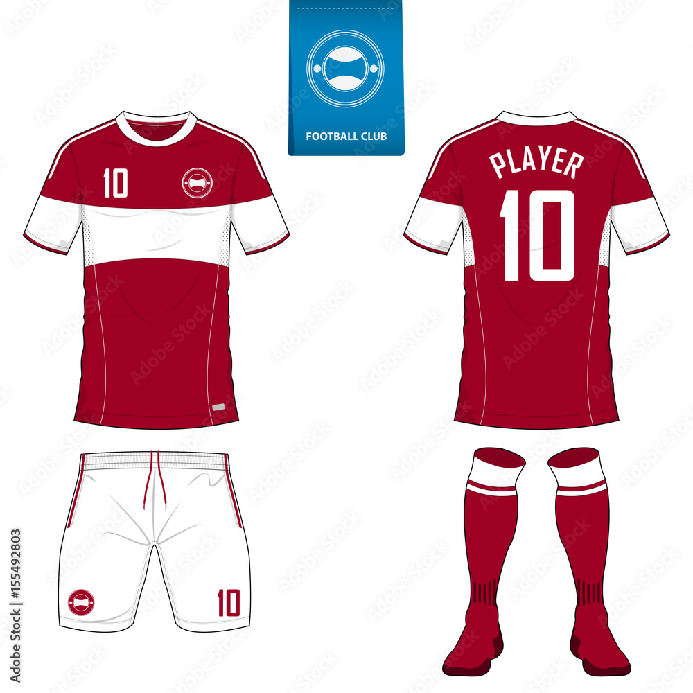 Set of soccer kit or football jersey template for football club. Short ...