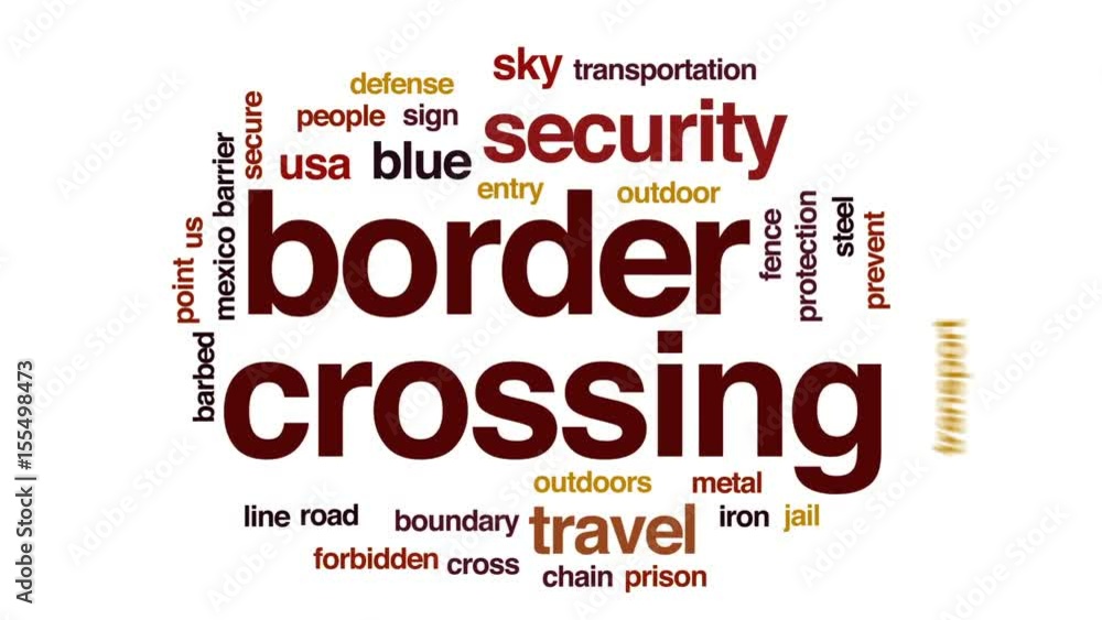 Border crossing animated word cloud, text design animation. Stock Video ...