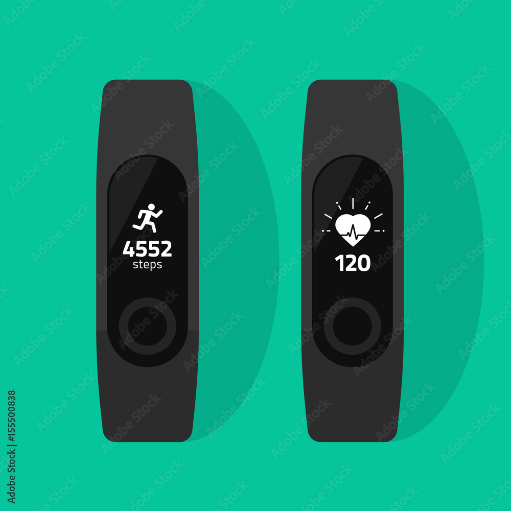 Fitness band run tracker vector illustration, flat cartoon wristband ...