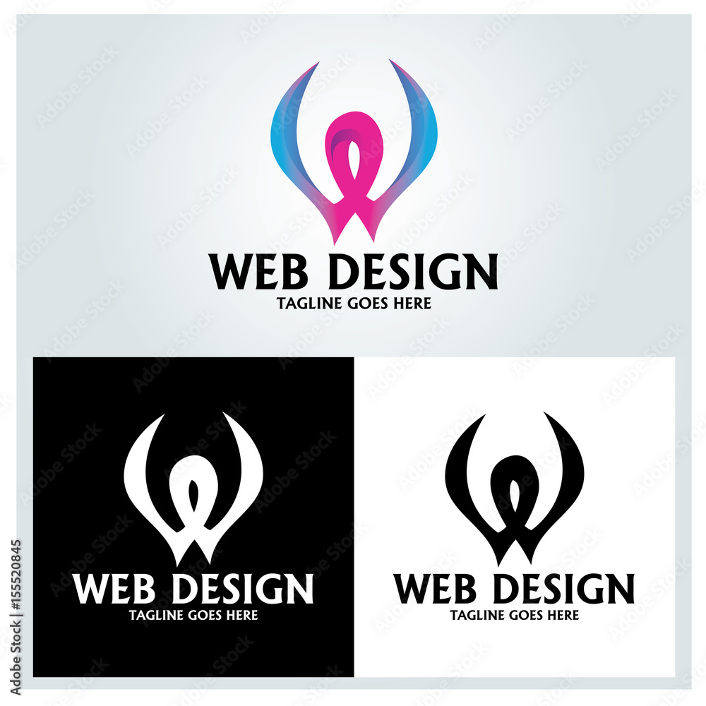 Web design logo design template. Letter W logo. Vector illustration ...
