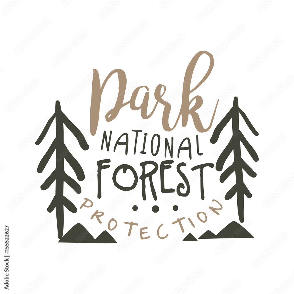 National park forest protection design template, hand drawn vector ...