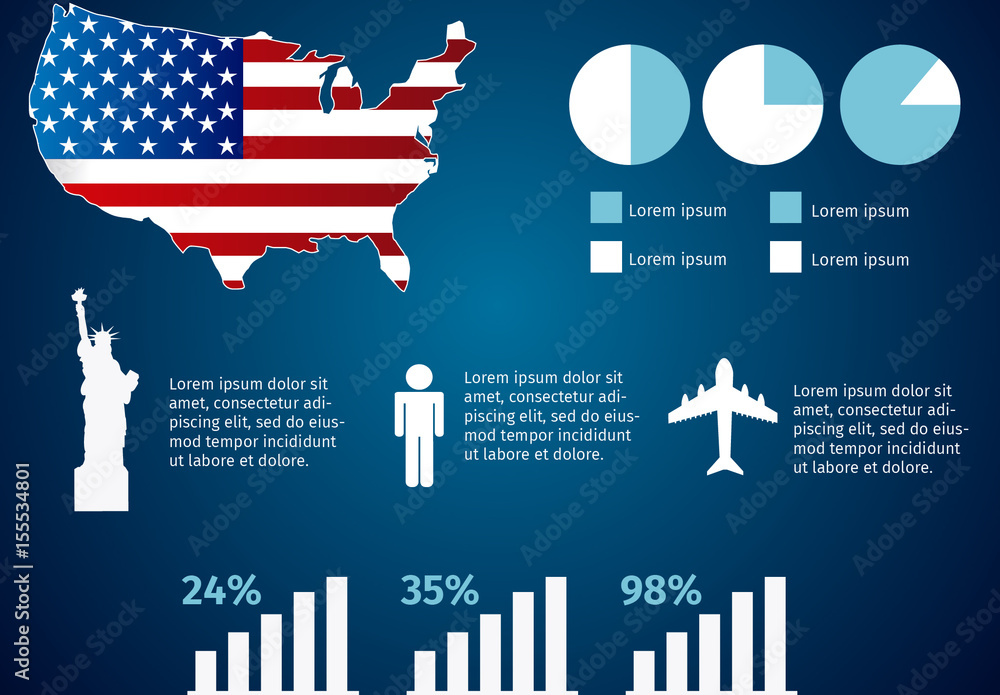 USA Flag And Icons Data Infographic Chart Design Stock Template | Adobe ...