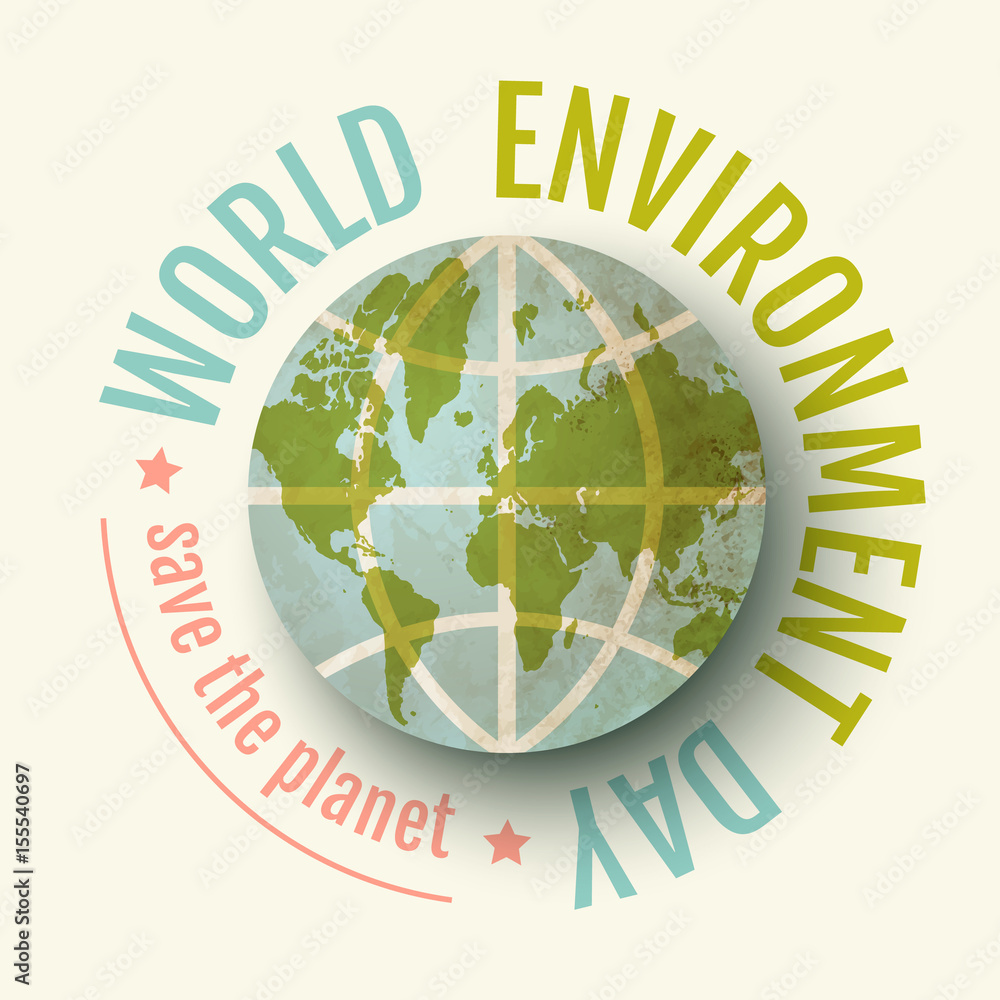 Vector vintage poster for World Environment day. World environment day ...