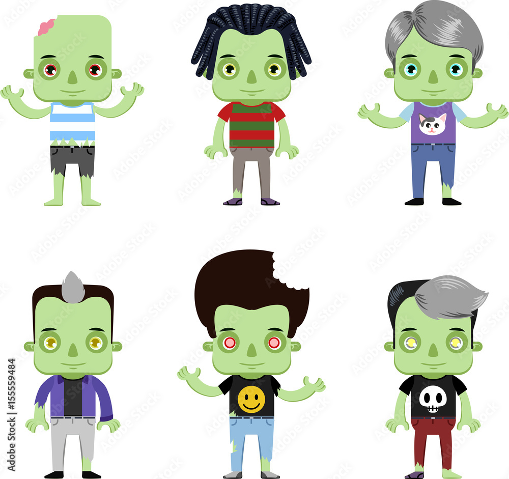 Male Zombie Avatar set Stock-Vektorgrafik | Adobe Stock