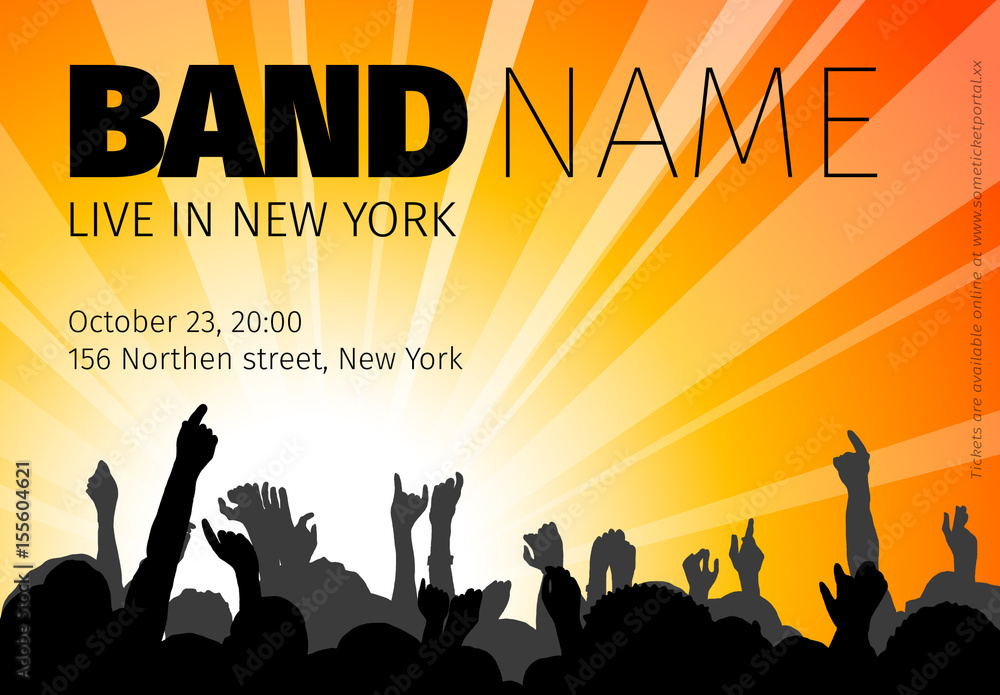 Crowd Silhouette Concert Flyer Layout Stock Template | Adobe Stock