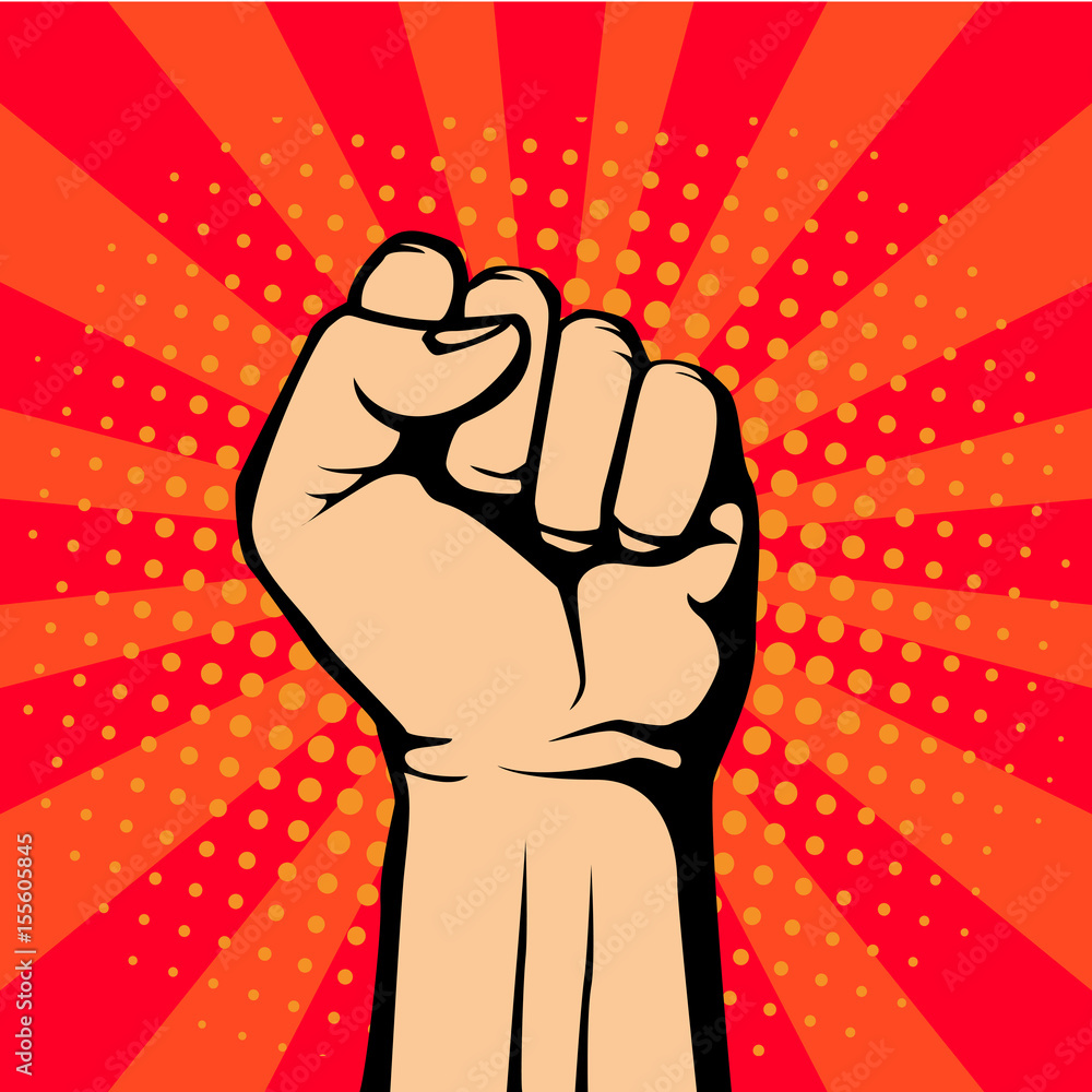Pop art fist up, a symbol of protest. retro vector illustration Stock ...