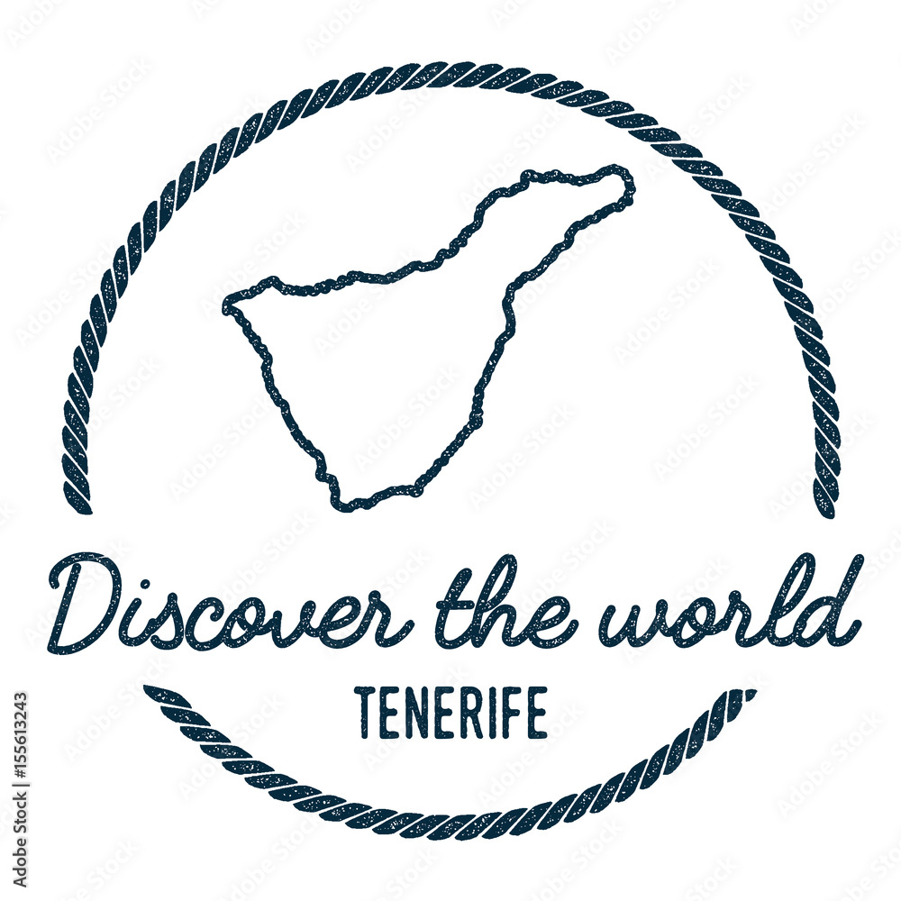 Tenerife Map Outline. Vintage Discover the World Rubber Stamp with ...