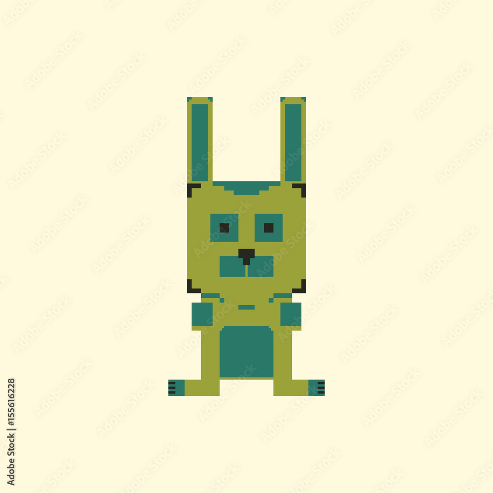 Pixelated Bunny 8 bit Pixel Art - Isolated Vector Illustration Stock ...