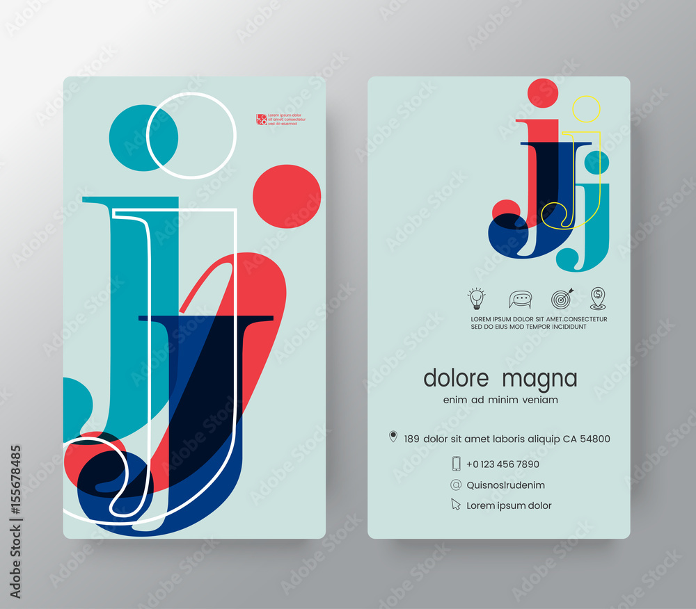 Logo number J business card design template. Vector graphic design ...