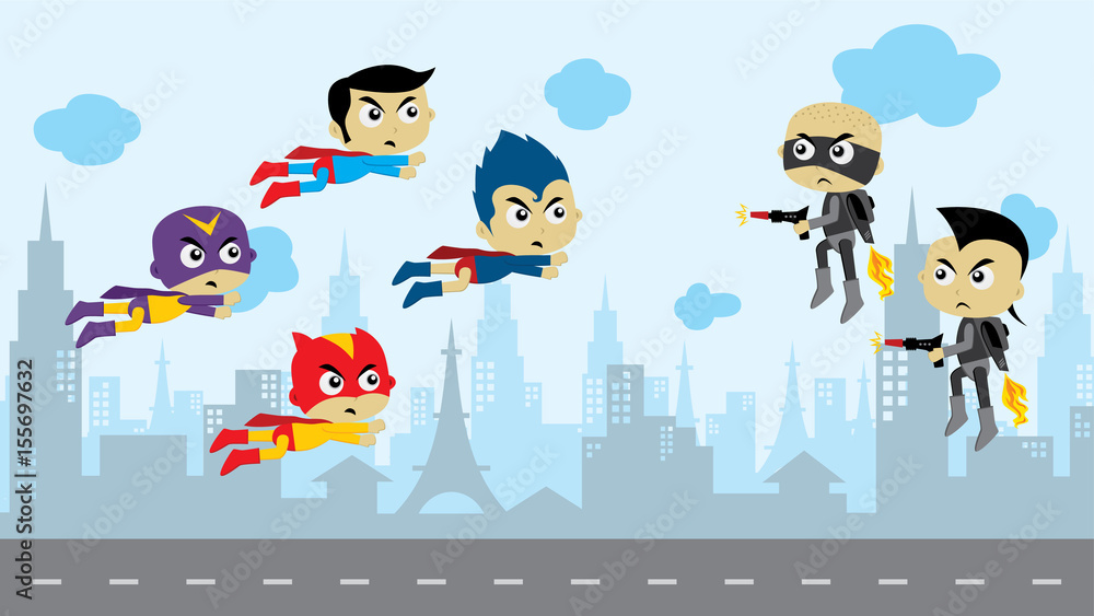 cartoon superhero game asset theme hero vector art Stock Vector | Adobe ...