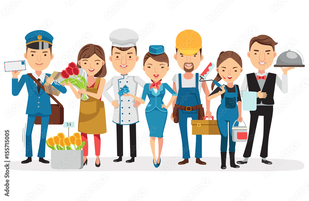 Profession Set of professions character.Vector illustration Isolated on ...