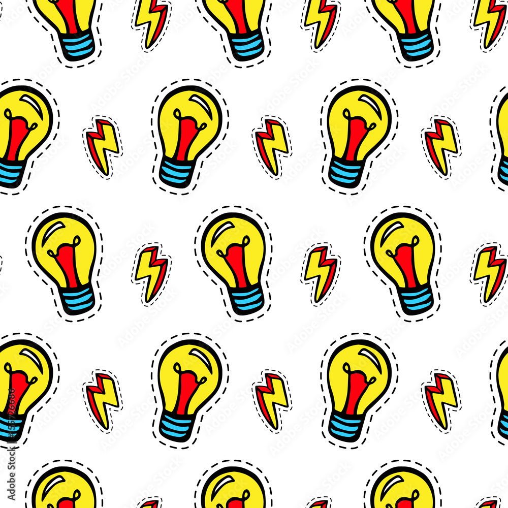 Light bulb patches seamless pattern Stock Vector | Adobe Stock