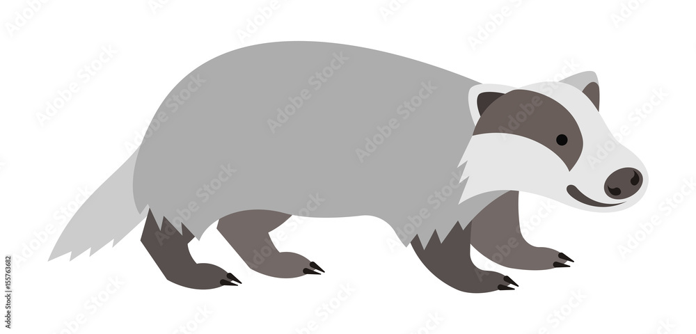 Cute smiling badger vector cartoon illustration. Wild zoo animal icon ...