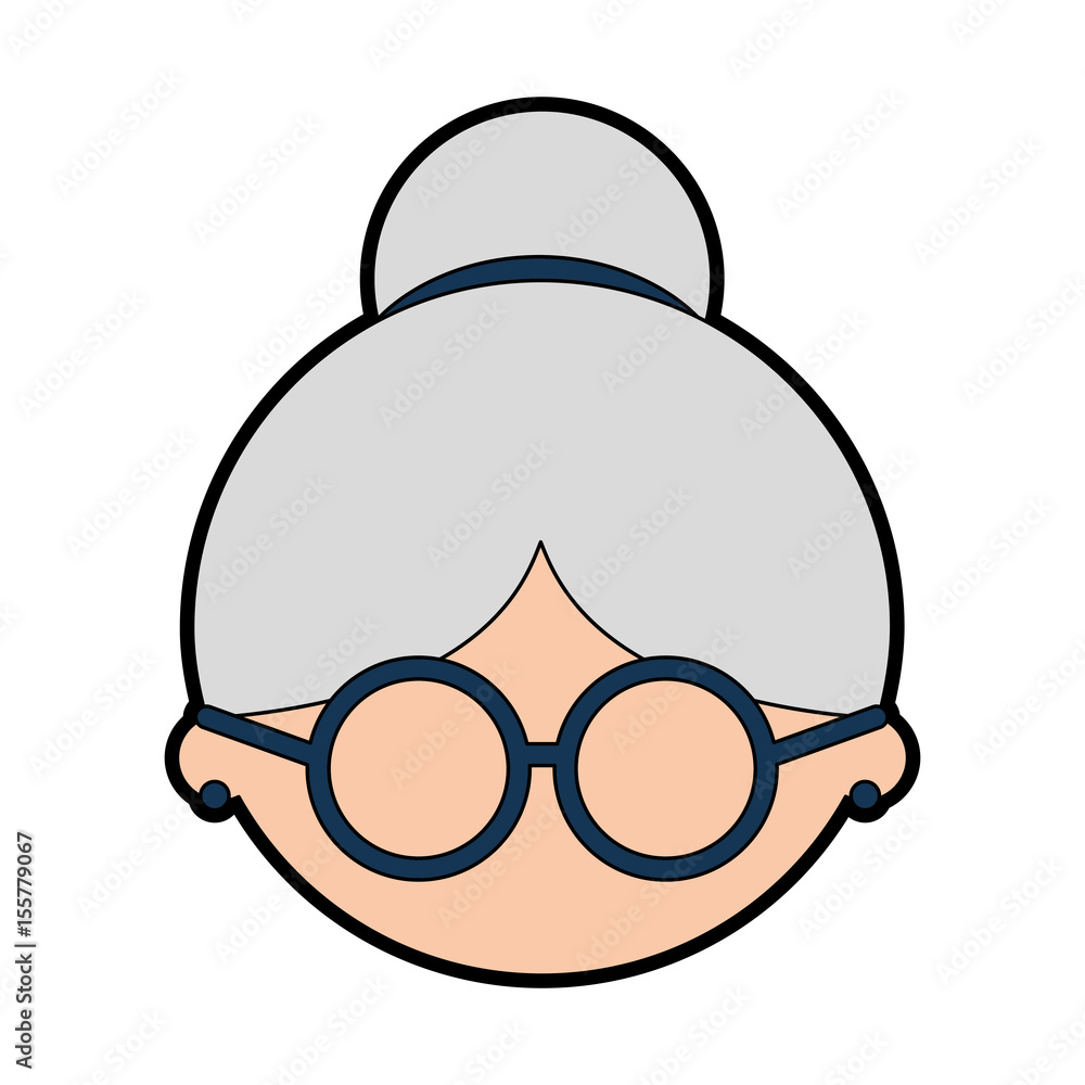 Cute Grandmother Head Avatar Character Vector Illustration Design Stock