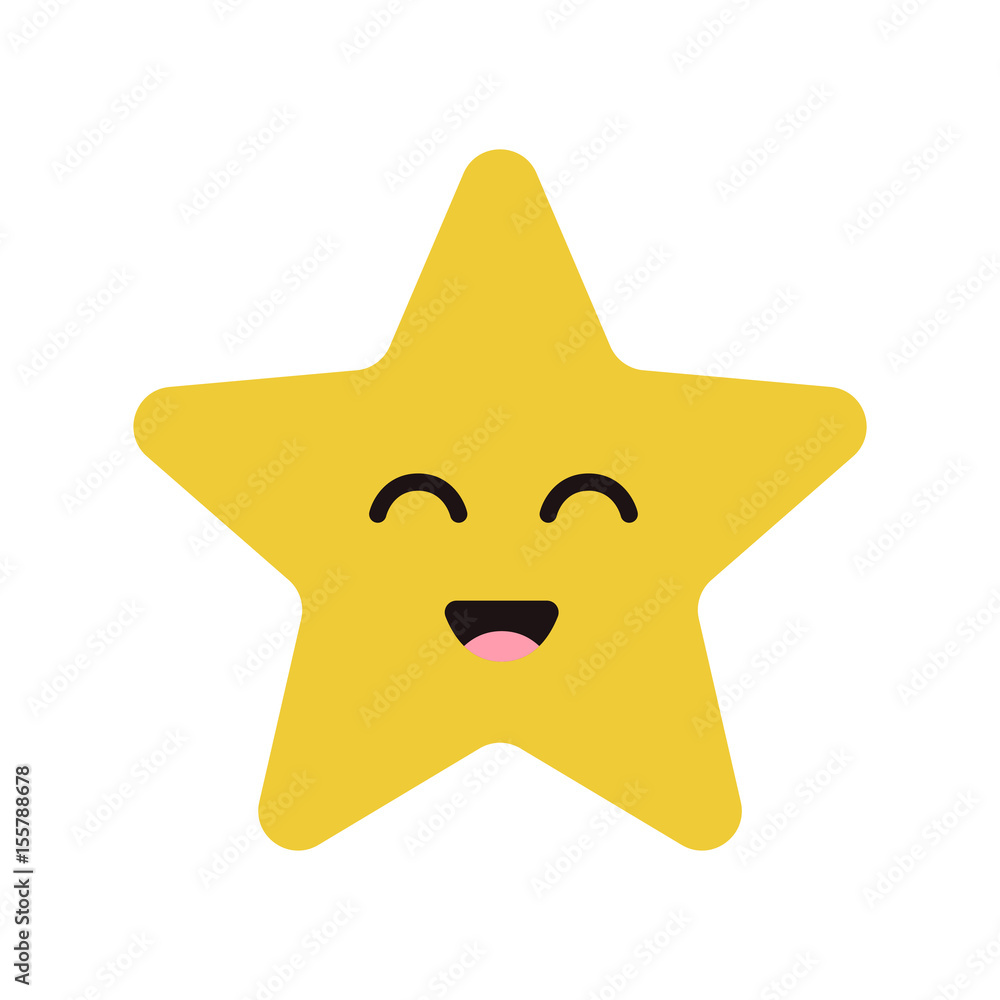 Cute cartoon happy star character with smile Stock Vector | Adobe Stock