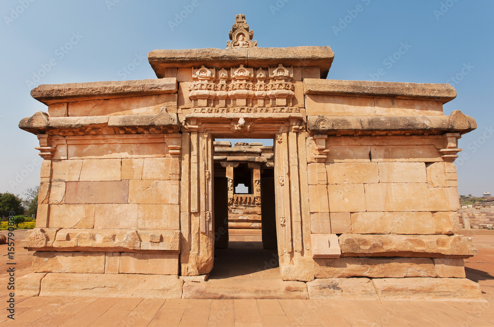 Arch inside the 7th century brick temple, medieval era Hindu temple in ...