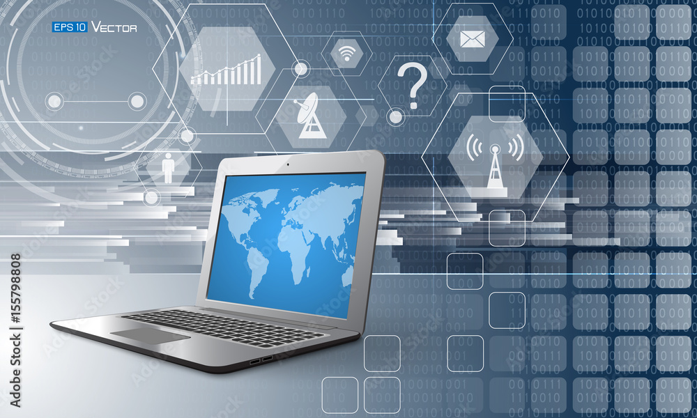 Computer and simbols 2 Stock Vector | Adobe Stock