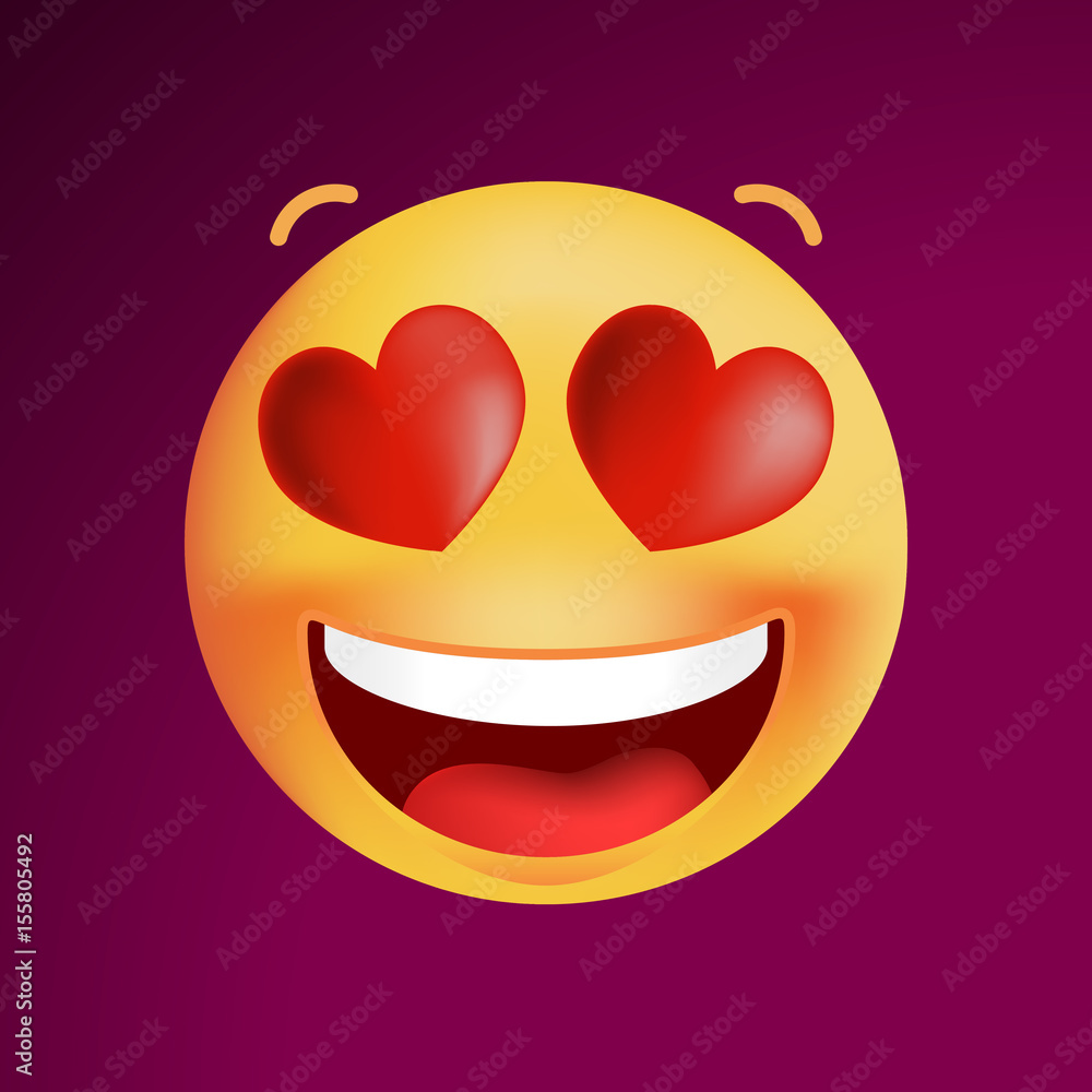 Cute In Love Emoticon on Black Background. Isolated Vector Illustration ...