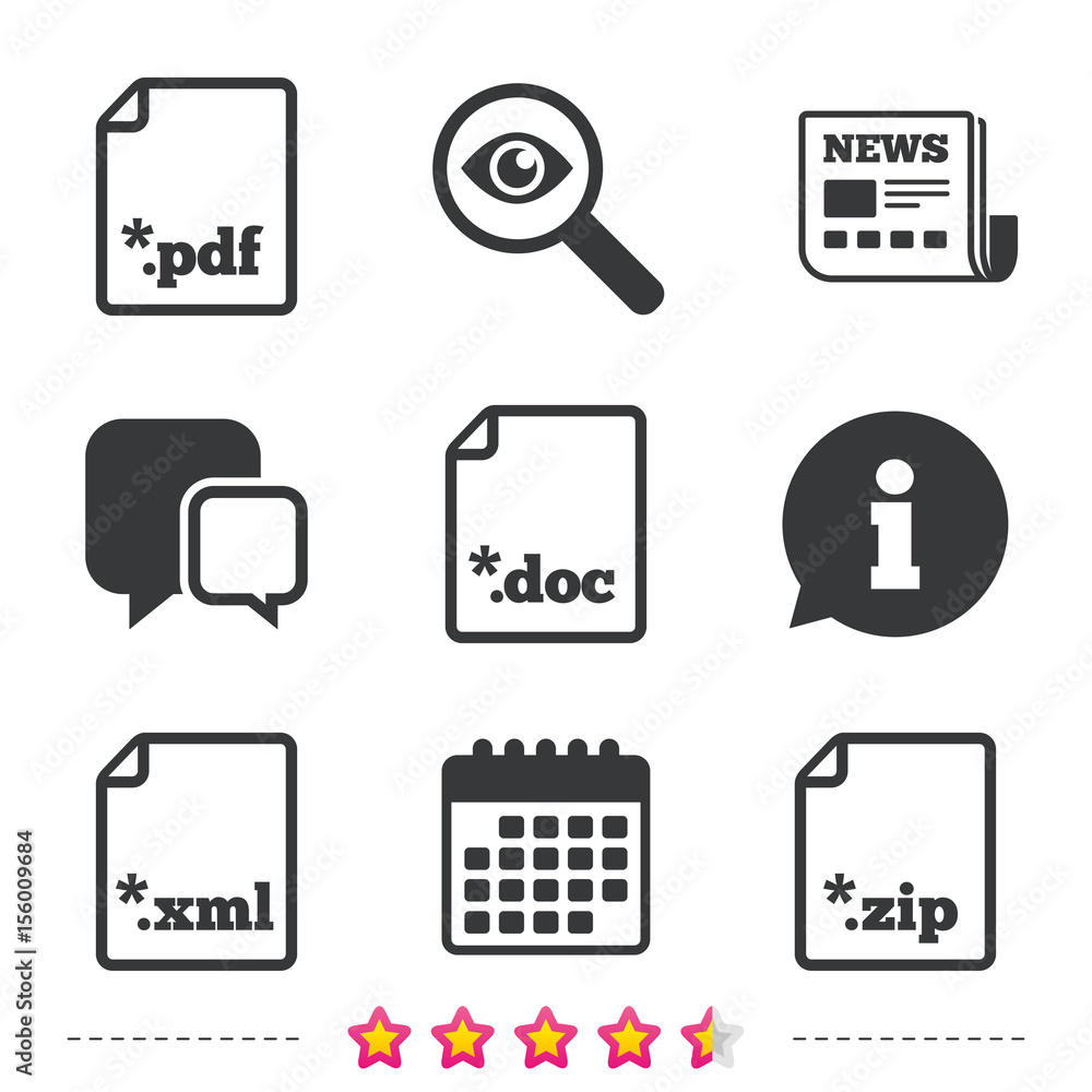 Document signs. File extensions symbols. Stock Vector | Adobe Stock