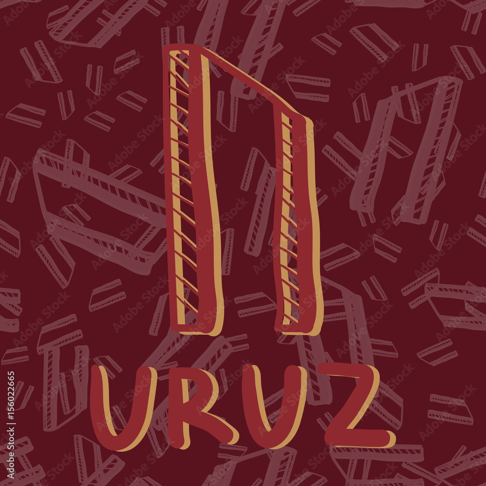 Uruz. Hand drawn ancient rune. Vector illustration Stock Vector | Adobe ...