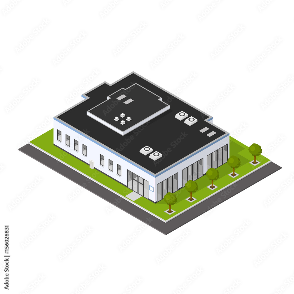 Isometric Public Library Building. Vector illustration of a modern ...