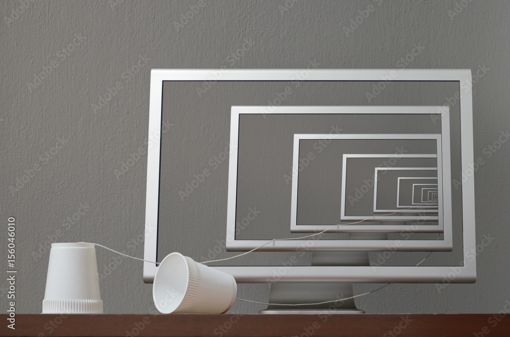 Deep learning, illustrated by using infinite reflection effect Stock ...