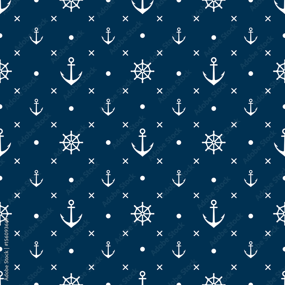 anchor seamless pattern vector black background Stock Vector | Adobe Stock