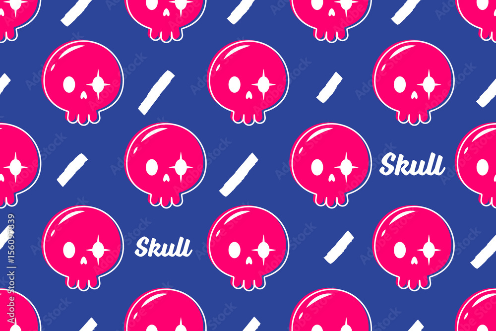 cute skull seamless pattern vector purple background Stock Vector ...