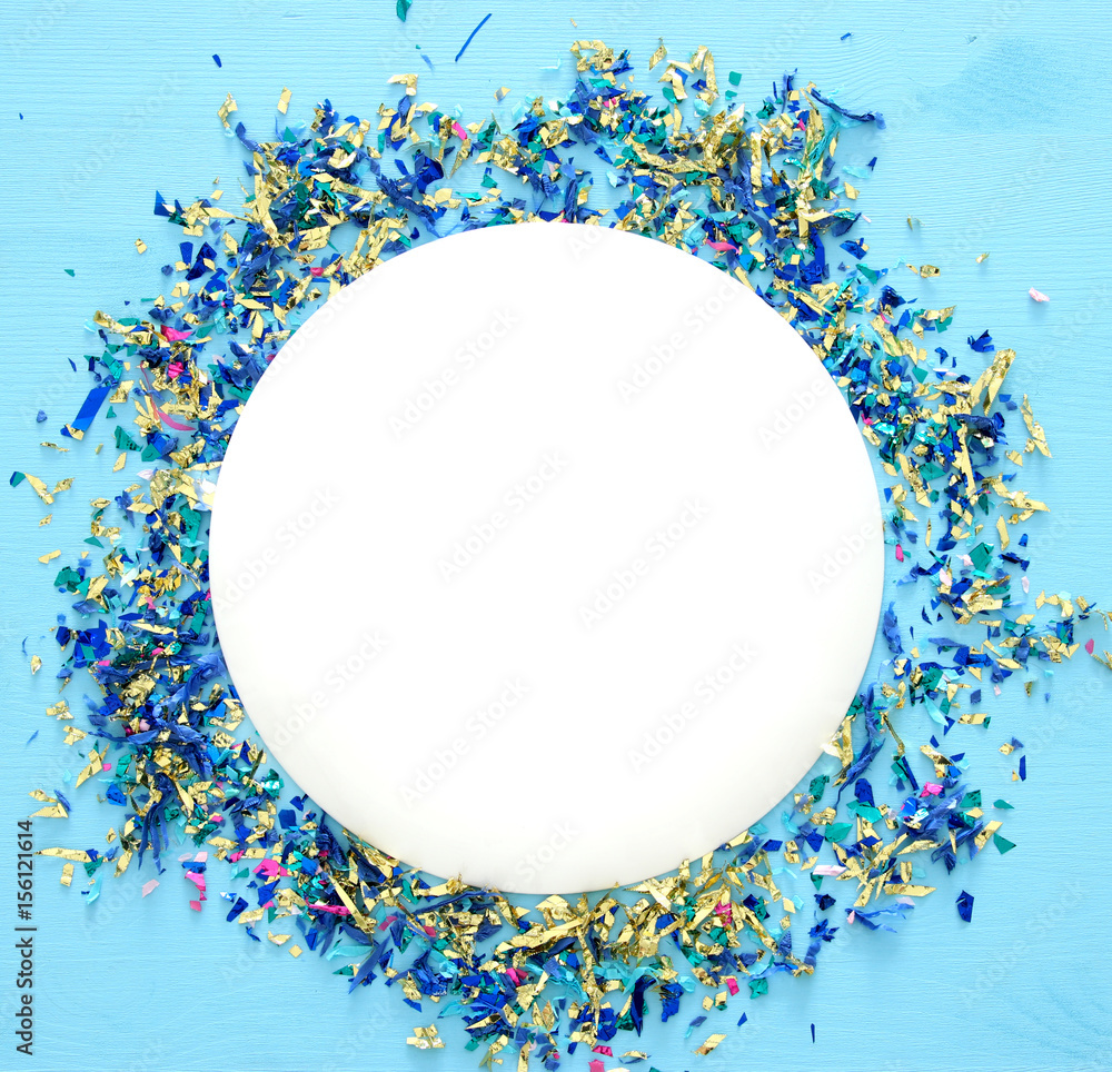 party blue background with colorful confetti Stock Photo | Adobe Stock