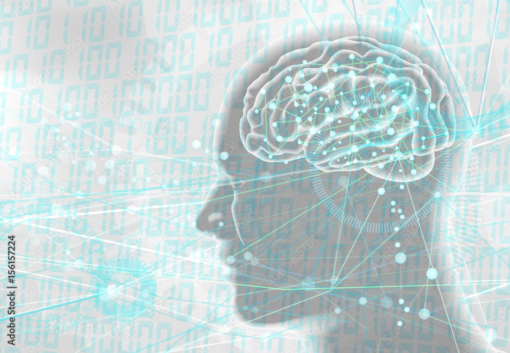 digital brain technology white background Stock 벡터 | Adobe Stock