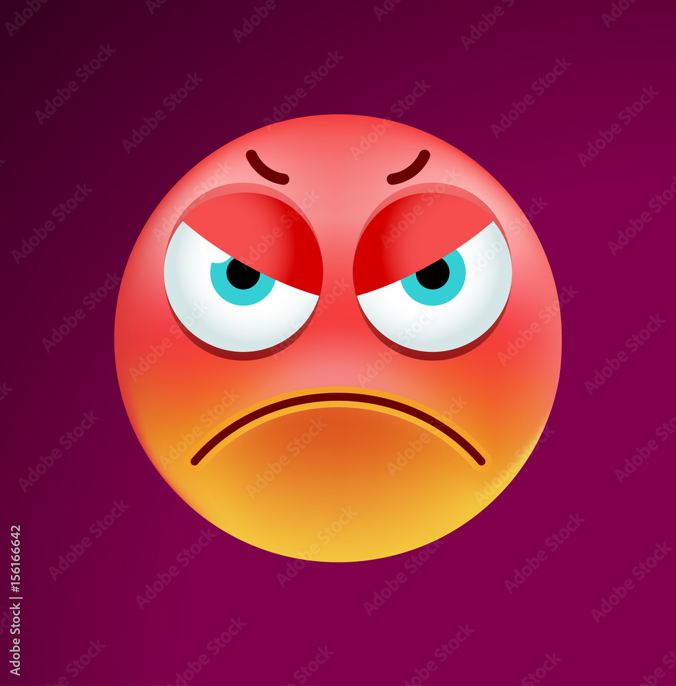Cute Angry Emoticon on Black Background. Isolated Vector Illustration ...